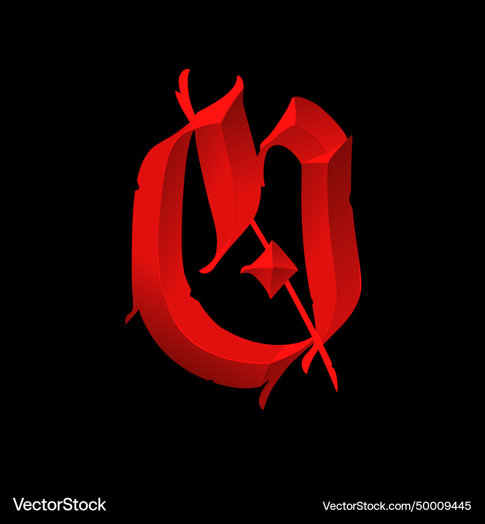 Letter o in the gothic style alphabet Royalty Free Vector