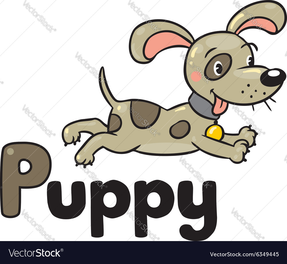Little dog or puppy for abc alphabet p Royalty Free Vector