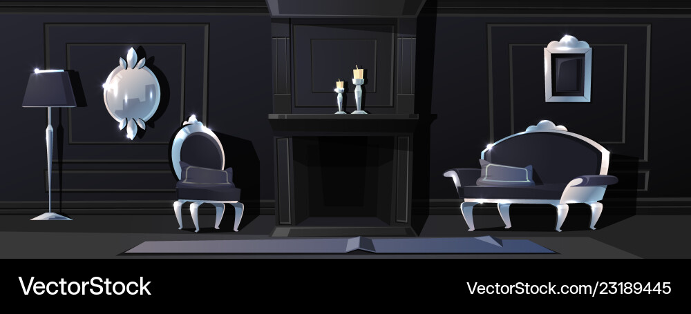 Luxury black hall with silver moldings Royalty Free Vector