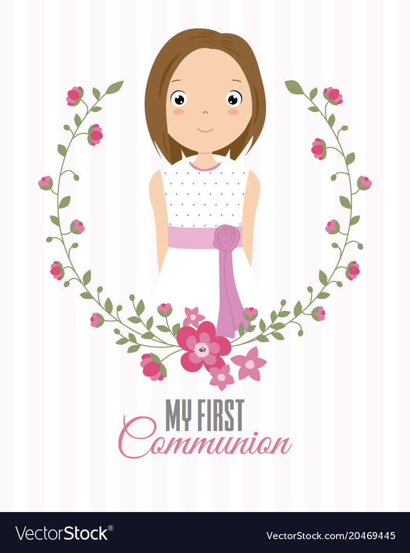My first communion girl Royalty Free Vector Image