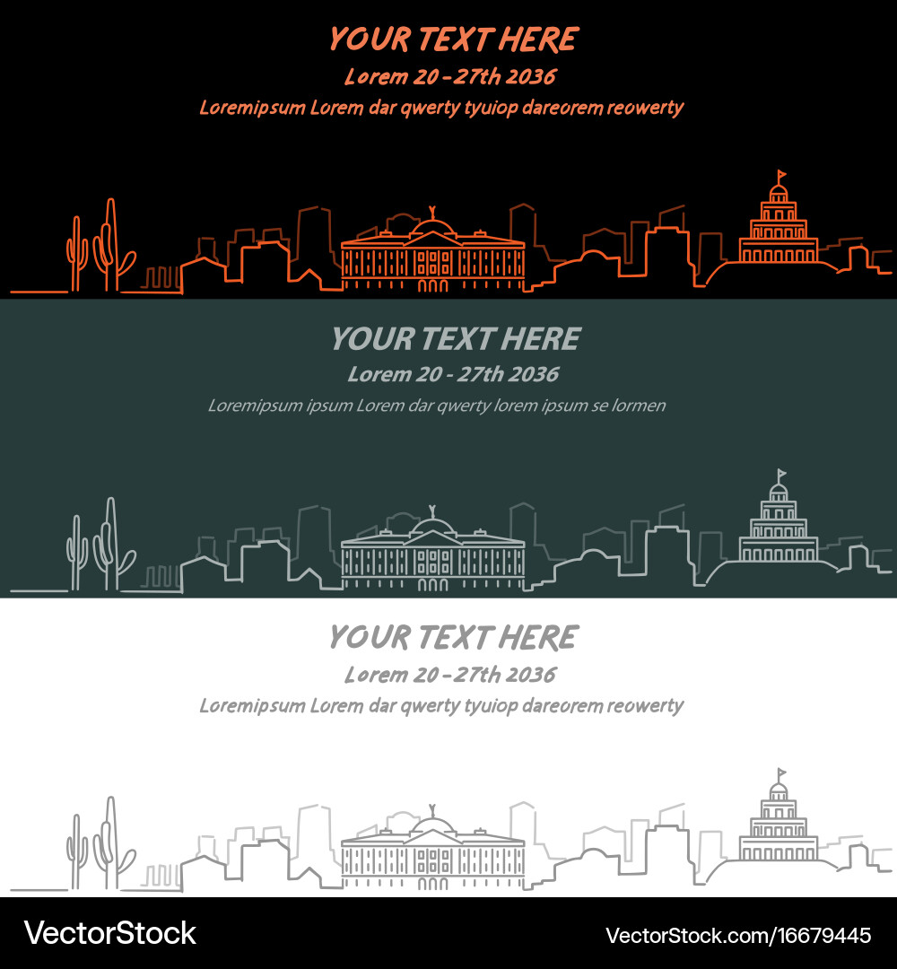 Phoenix event banner hand drawn skyline Royalty Free Vector