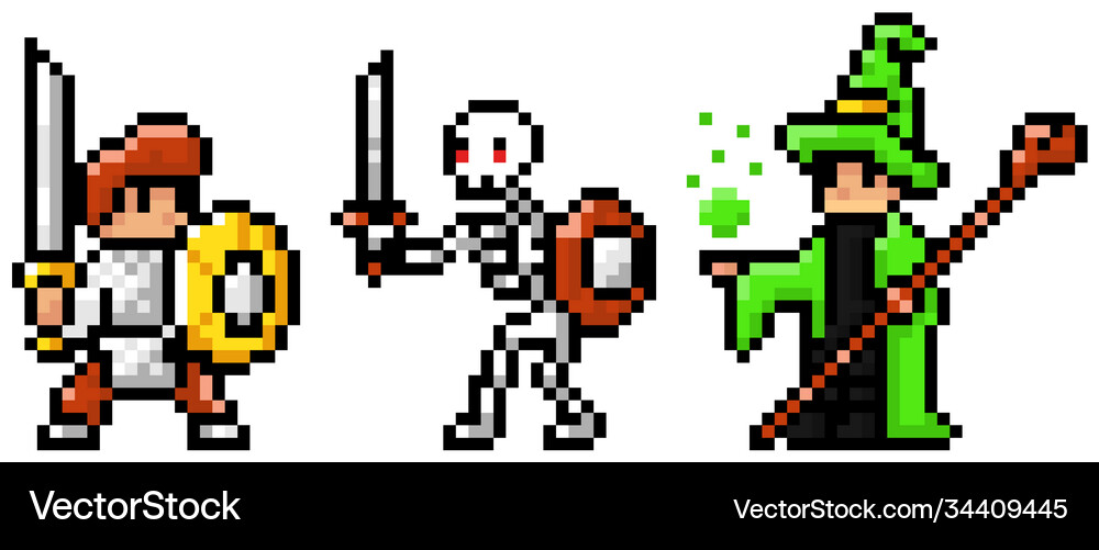 Pixel art style character in game arcade play Vector Image
