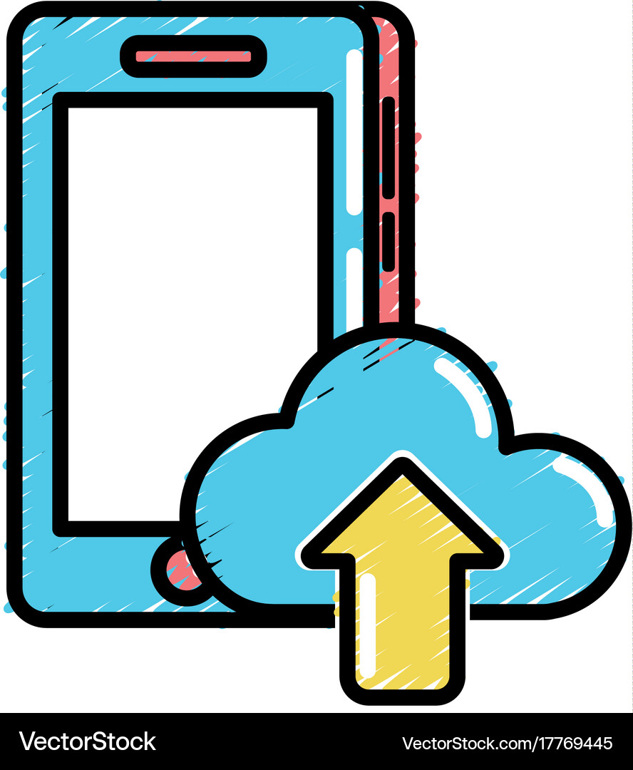 Smartphone technology with cloud data icon Vector Image