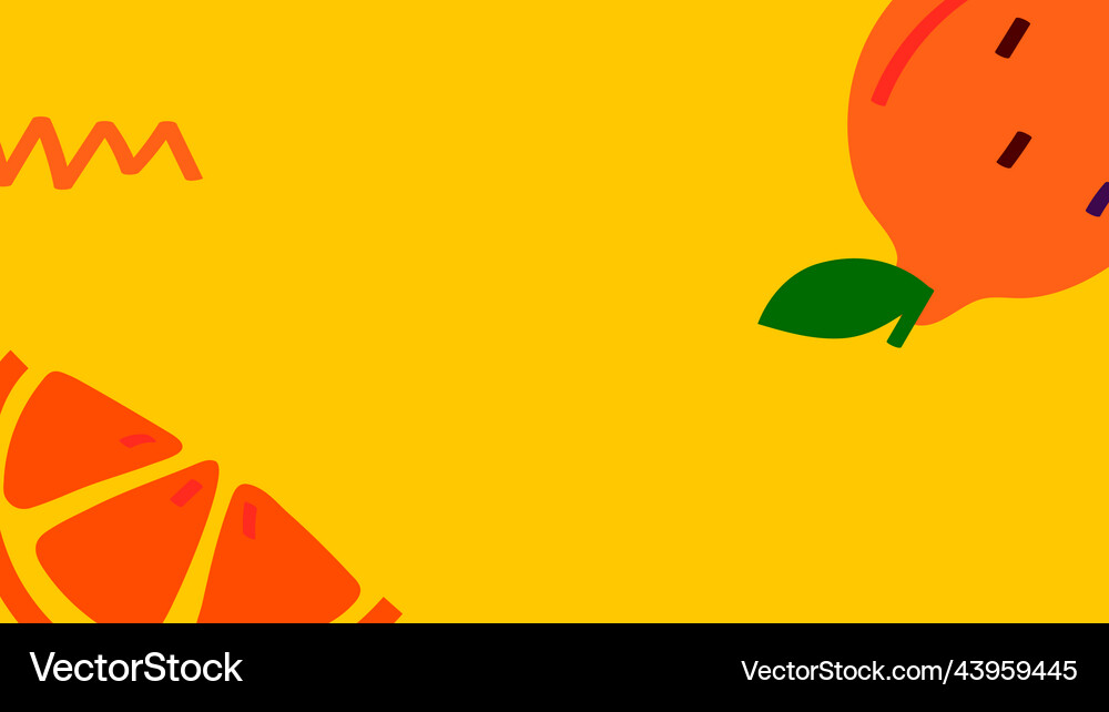 Tangerine fruit on a yellow background design Vector Image