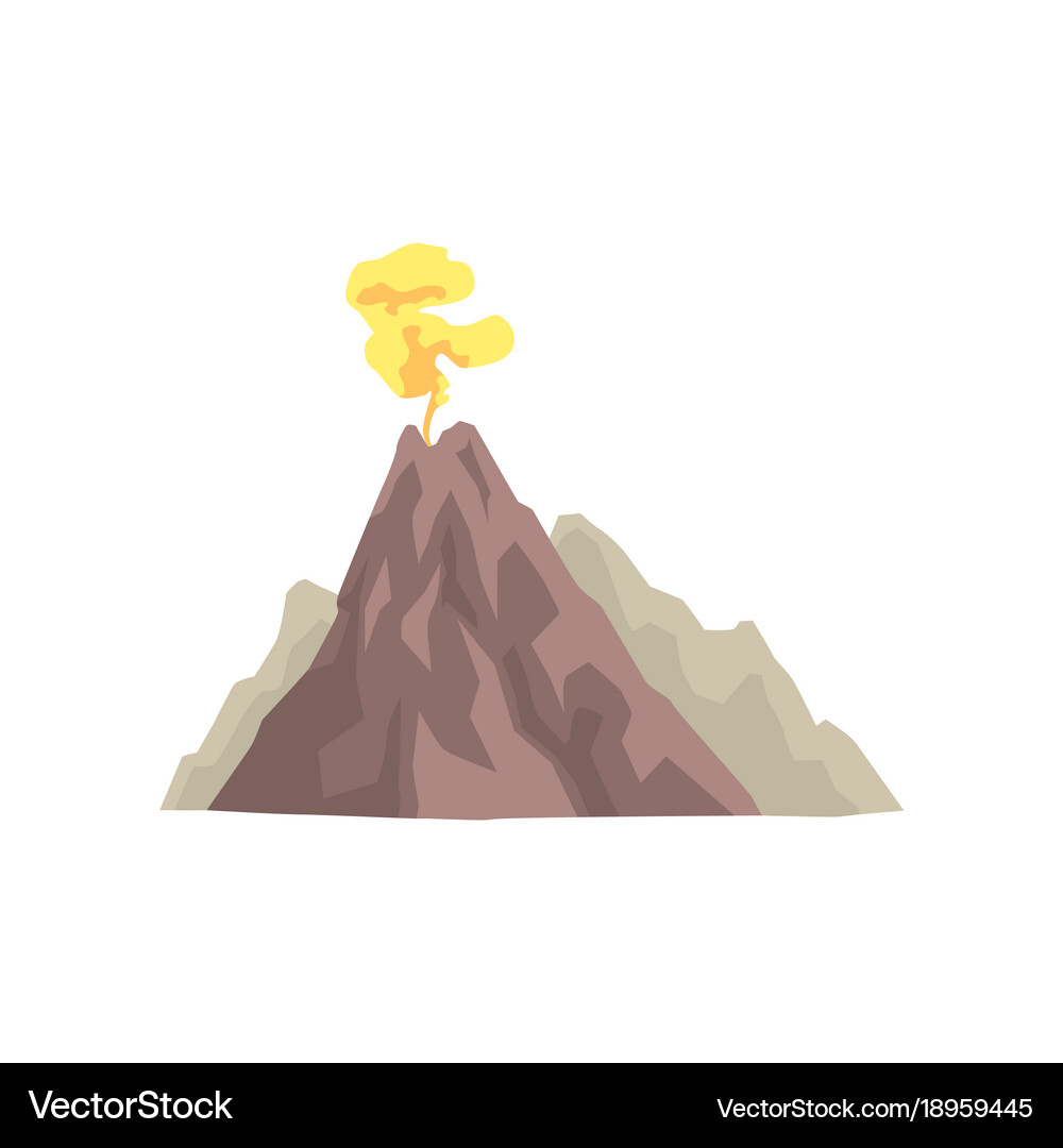 Volcano mountain eruption with dust cloud Vector Image
