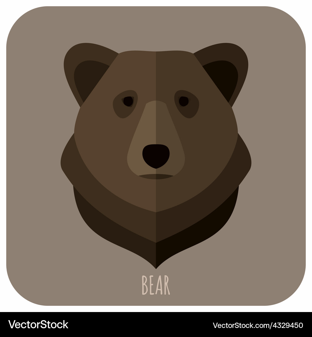 Animal portrait with flat design brown bear Vector Image