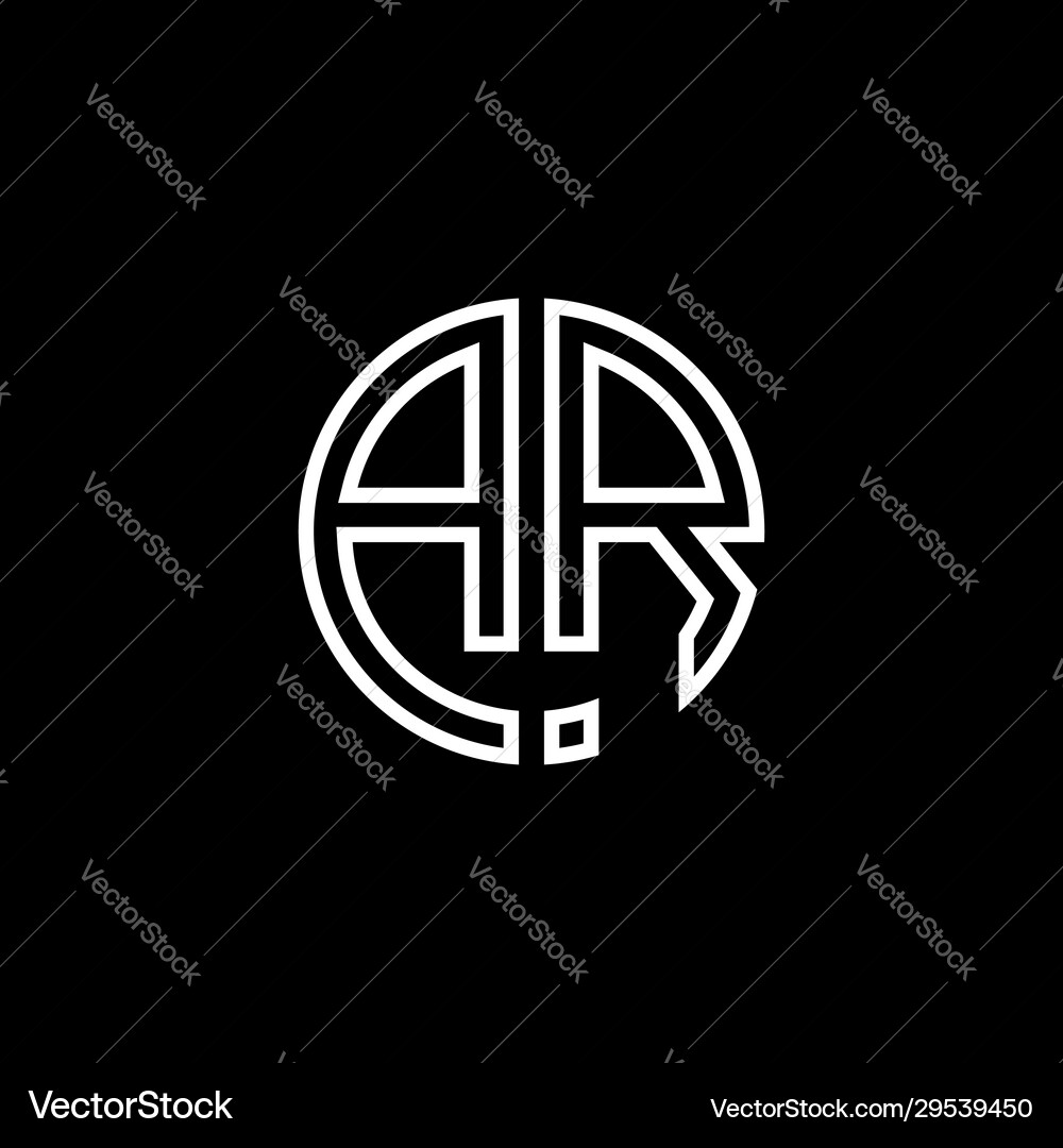 Ar monogram logo circle ribbon style outline Vector Image