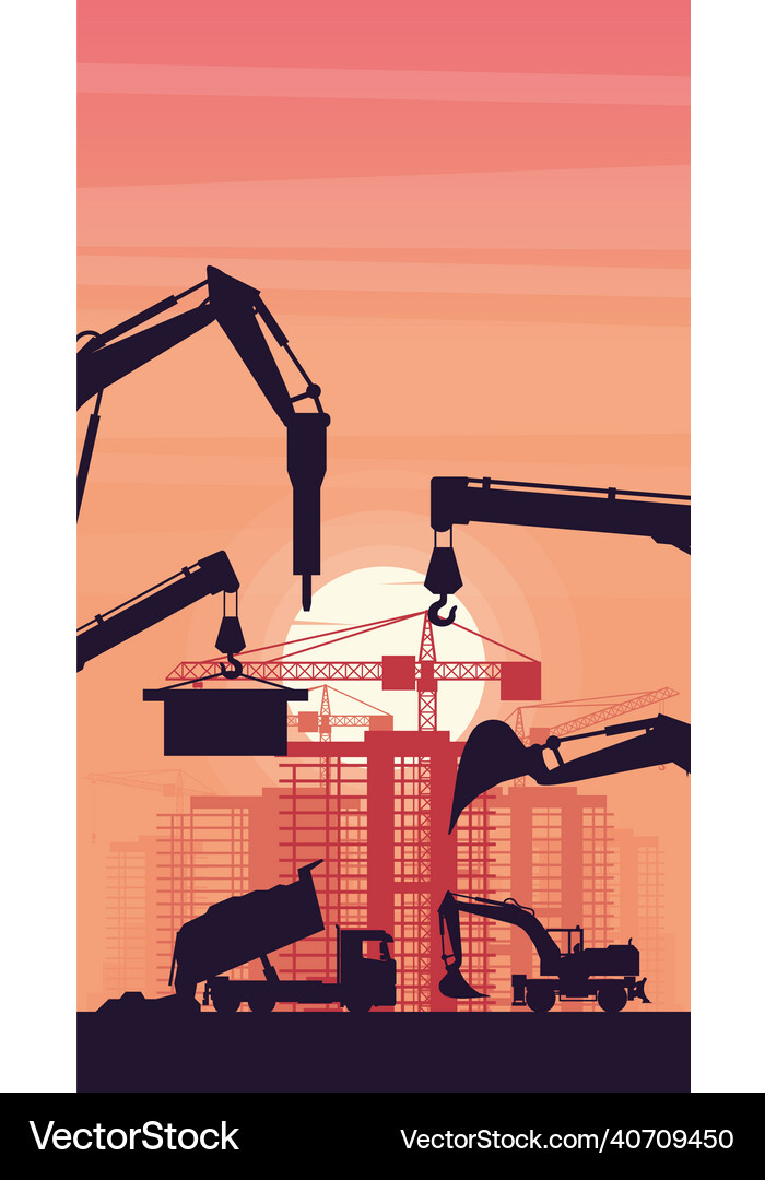 Background for mobile with heavy machinery Vector Image