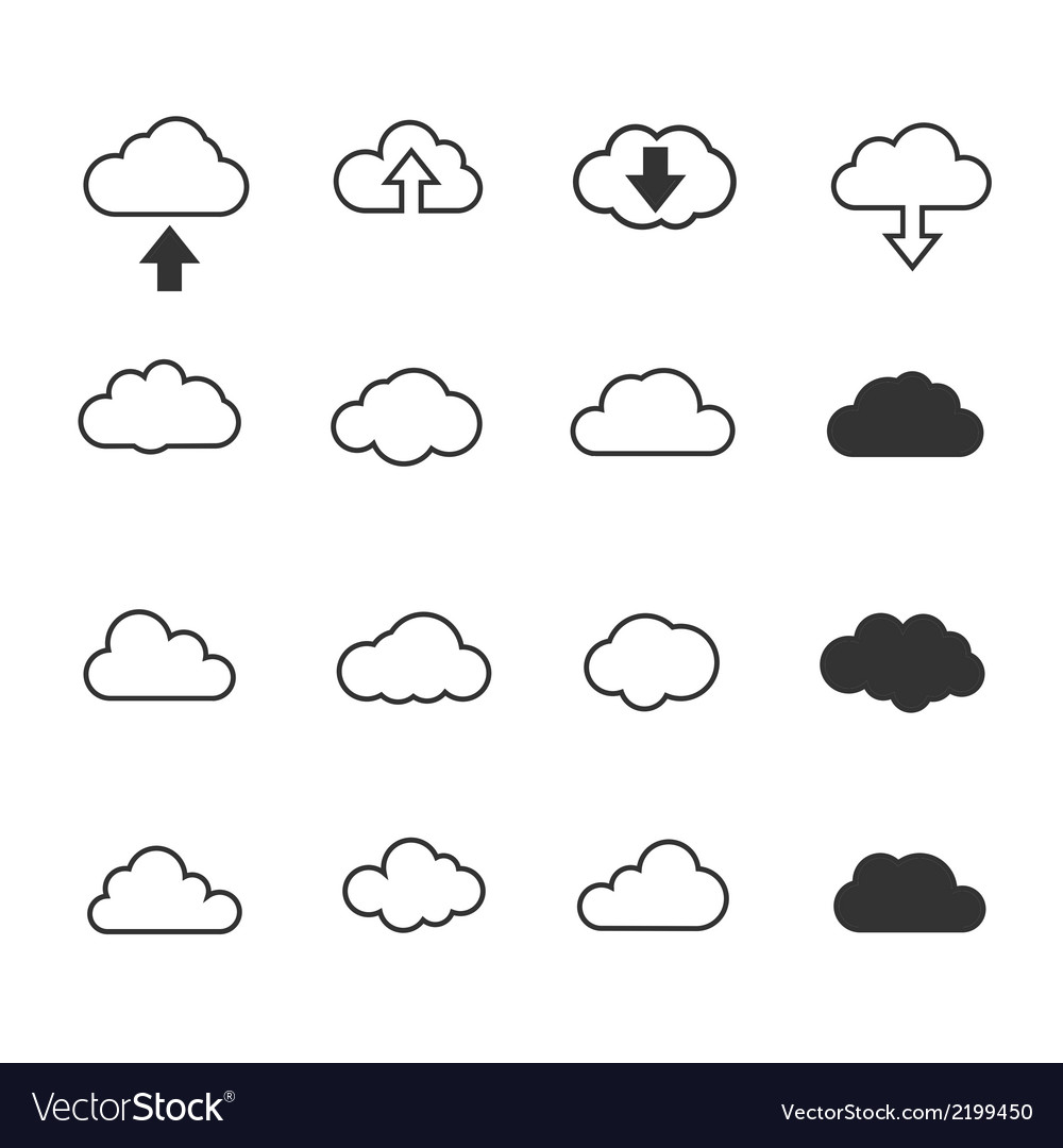 Clouds collection set Concept - computing web and Vector Image