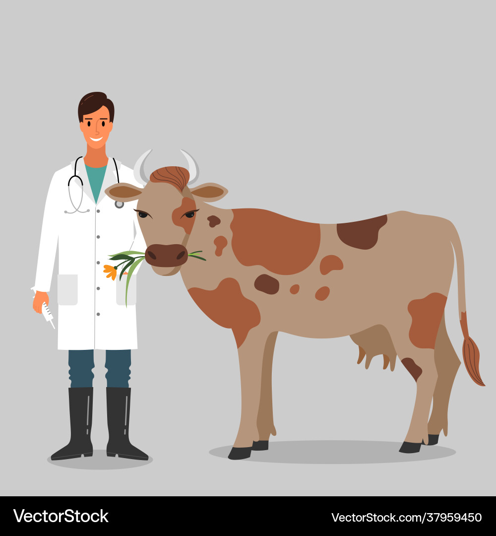 Cow veterinarian character Royalty Free Vector Image