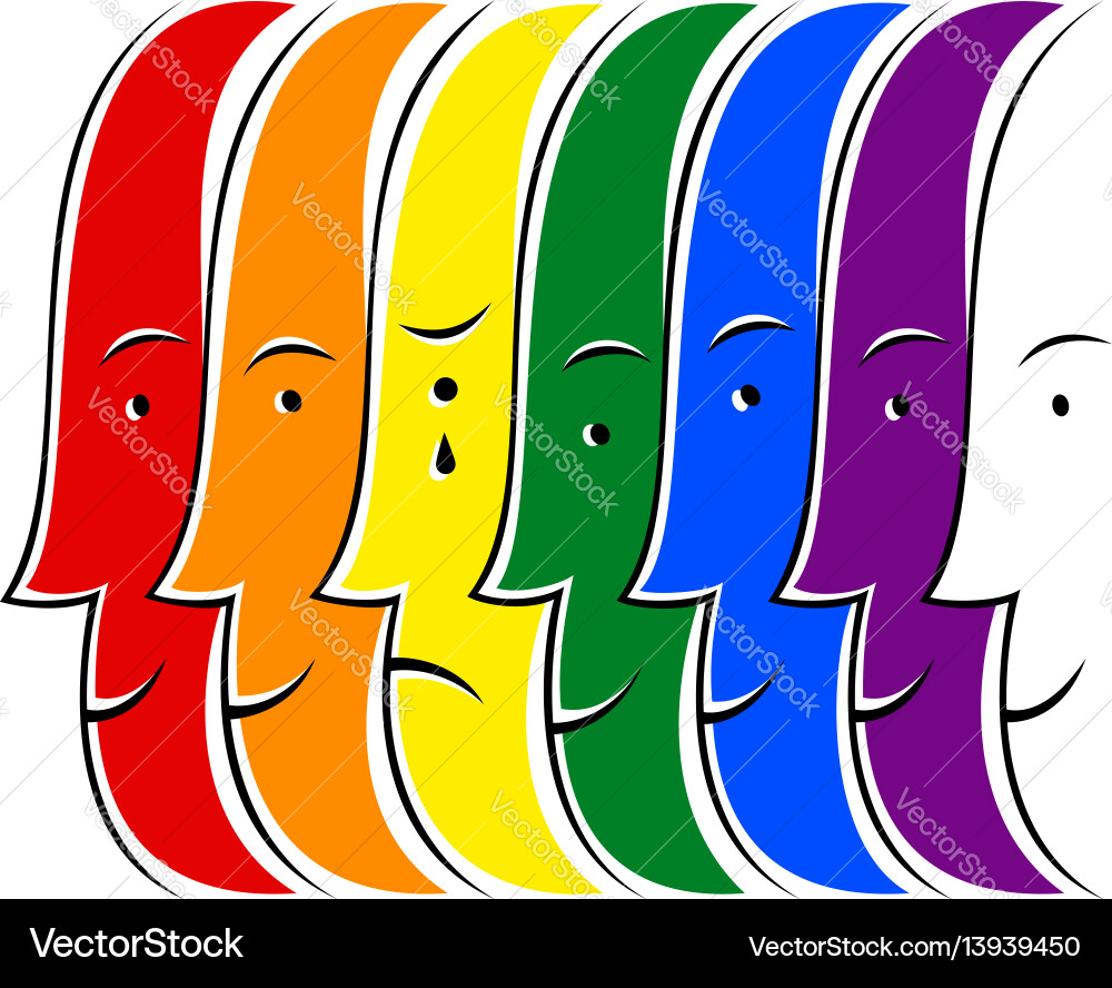 Crying human lgbt movement rainbow flag Royalty Free Vector