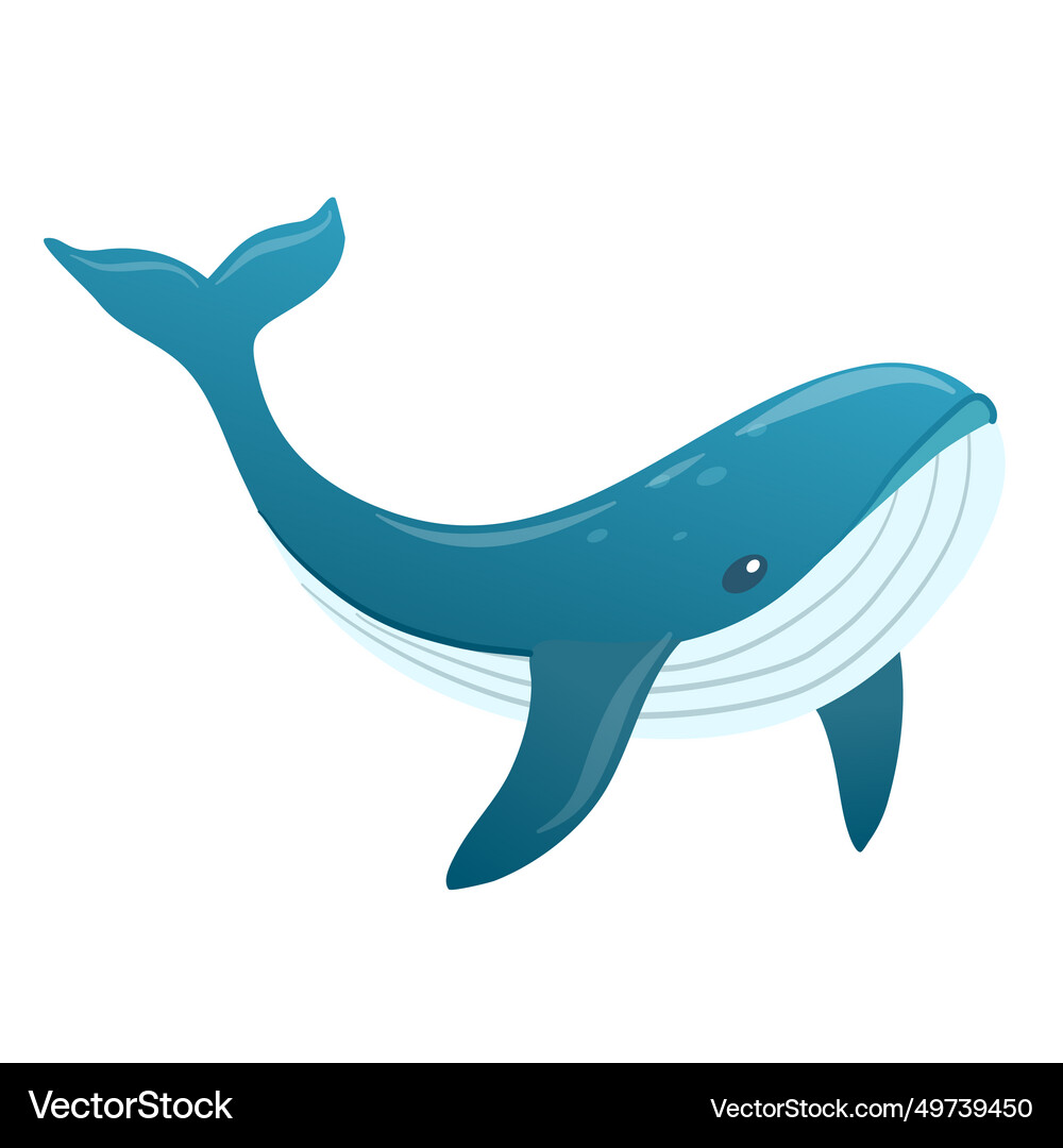 Cute blue whale isolated on white background Vector Image