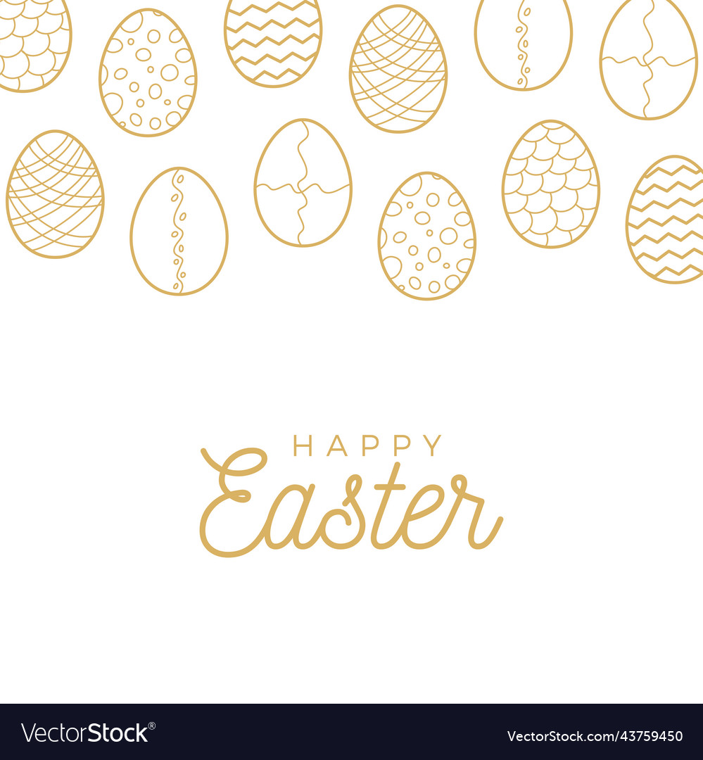 Easter egg banner golden icons collection Vector Image
