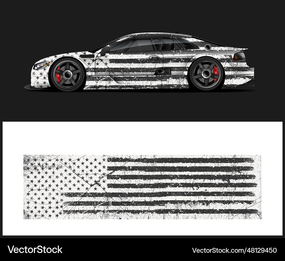 Flag car side graphics american pride car wrap Vector Image