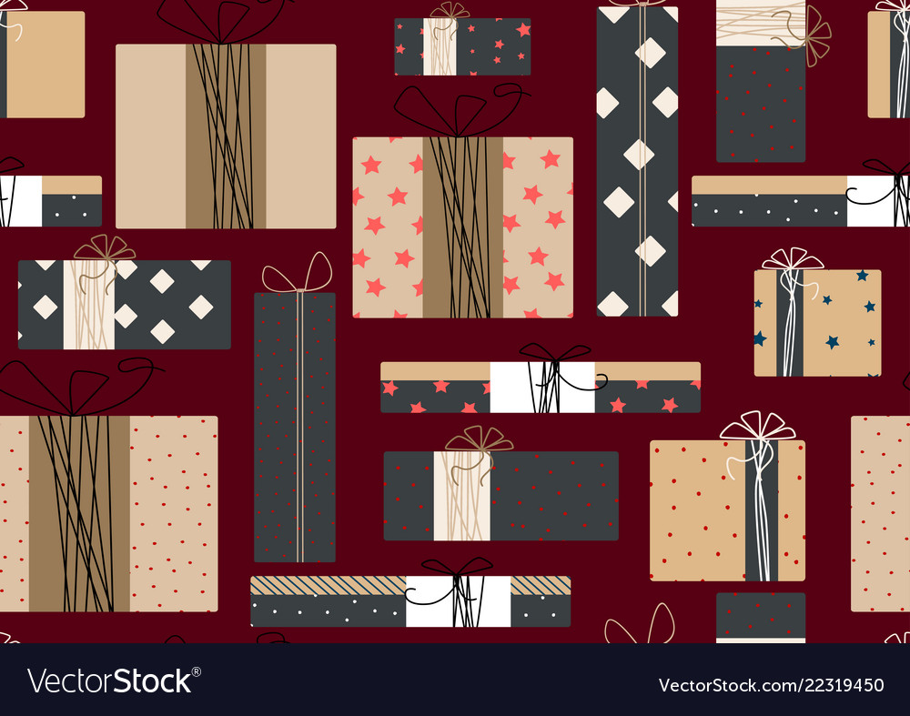 Gift boxes seamless pattern Royalty Free Vector Image