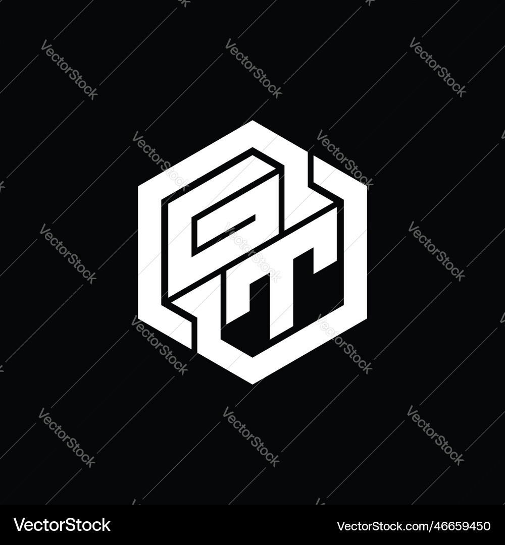 Gt logo monogram gaming hexagon geometric shape Vector Image