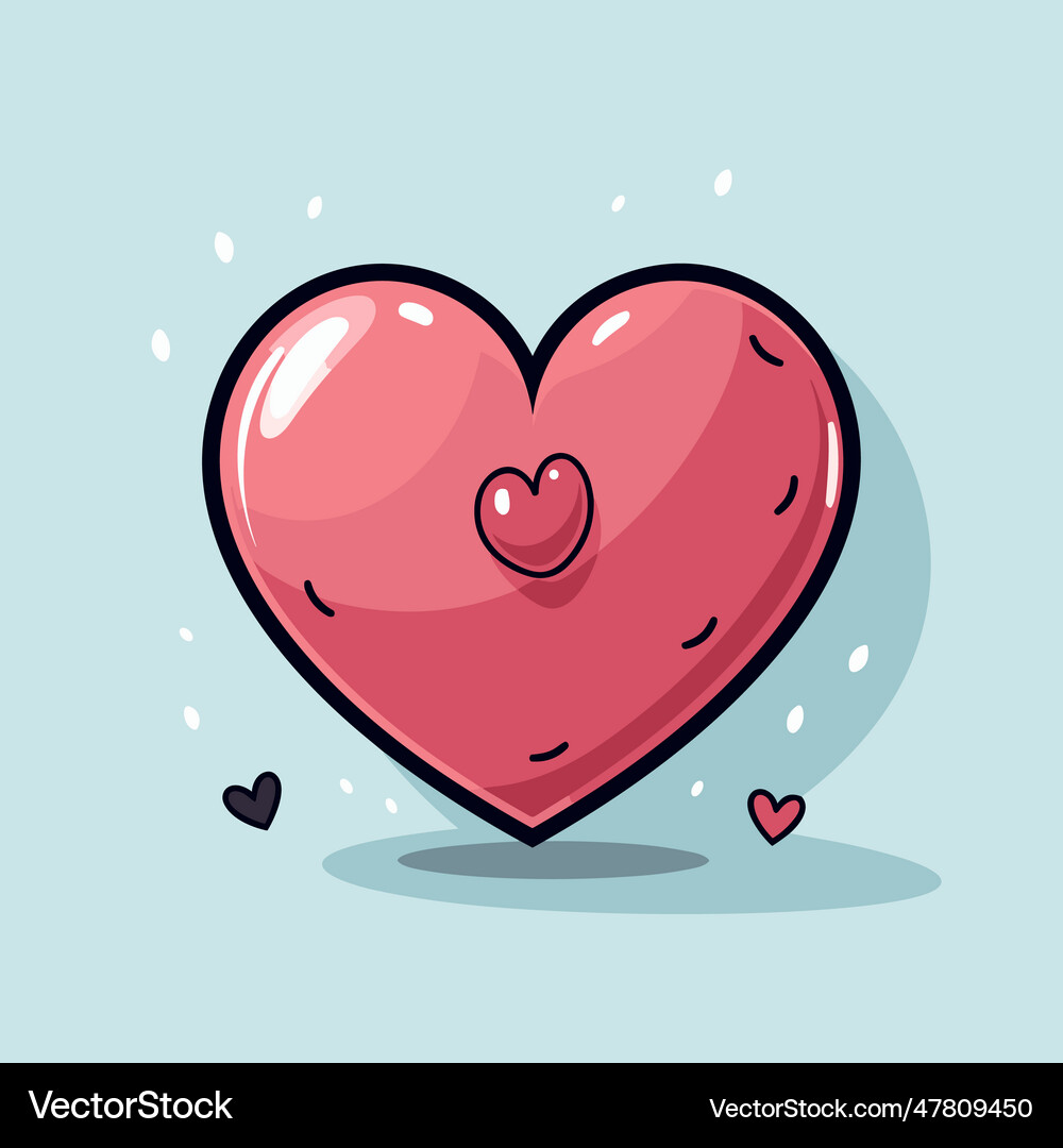 Heart hand-drawn comic doodle style cartoon Vector Image