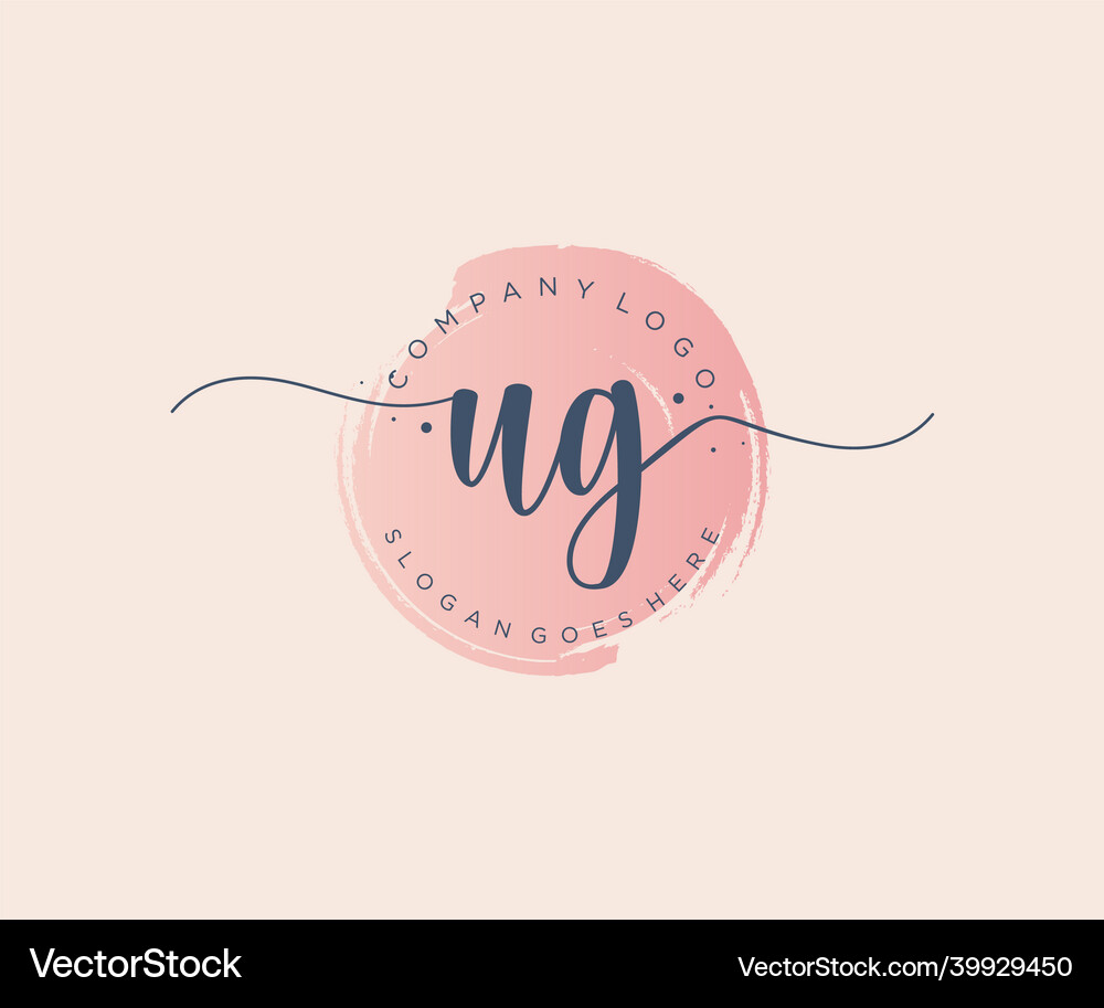 Initial ug feminine logo usable for nature salon Vector Image
