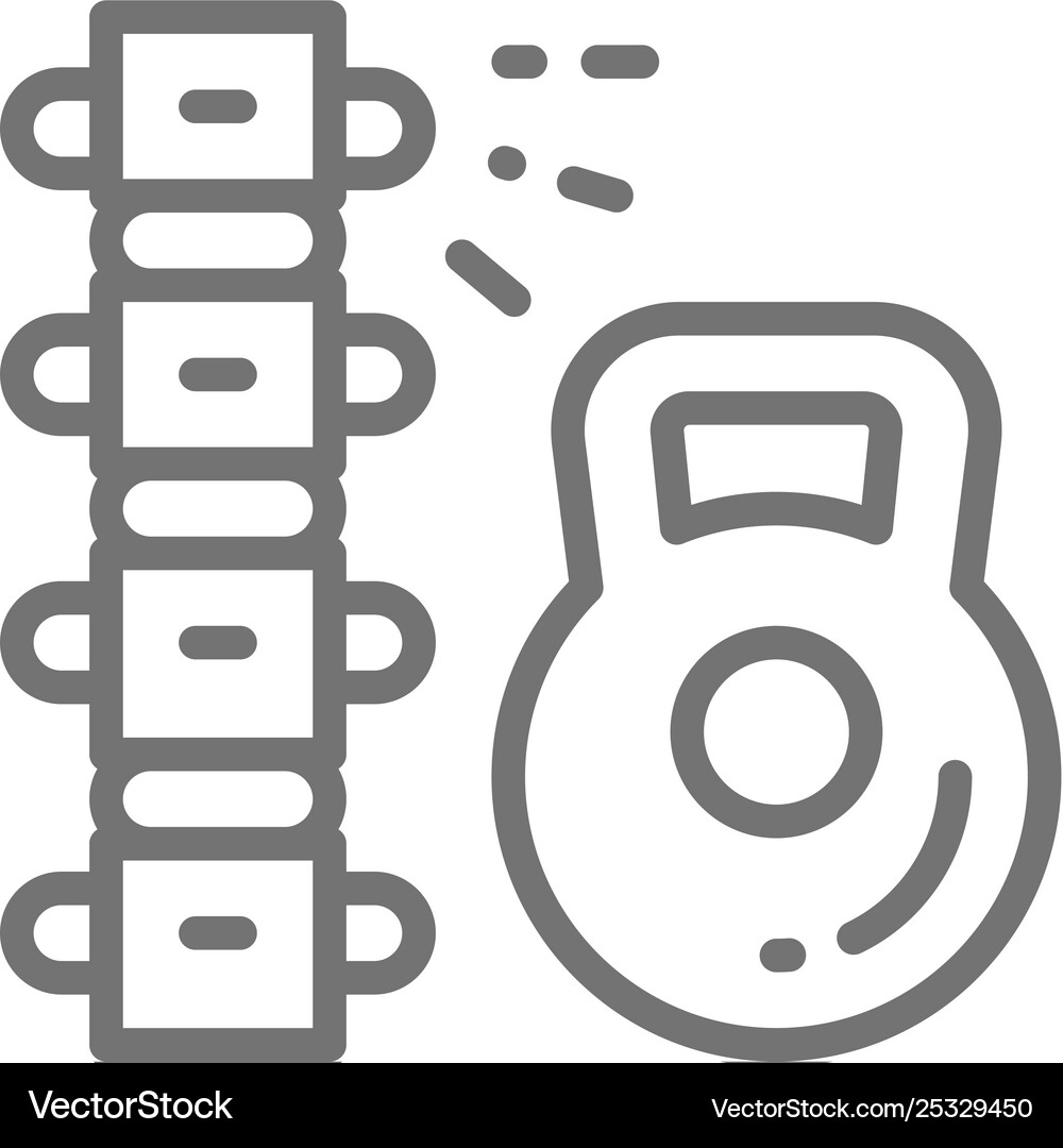 Load on spine backache low back pain line icon Vector Image