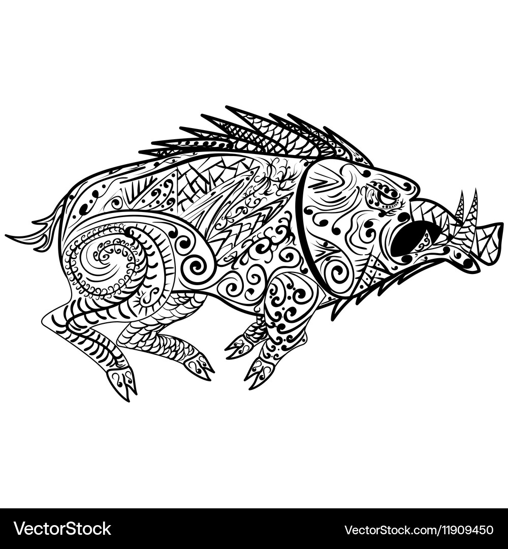 Stylized wild boar razorback warthog hog pig Vector Image