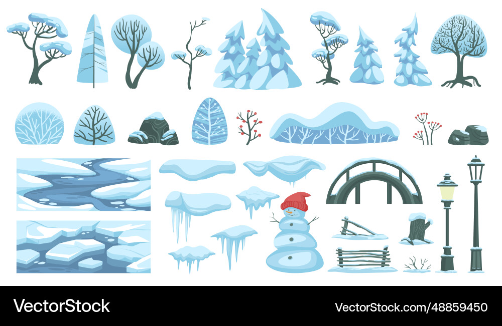 Winter scene snow tree forest in ice snowy Vector Image
