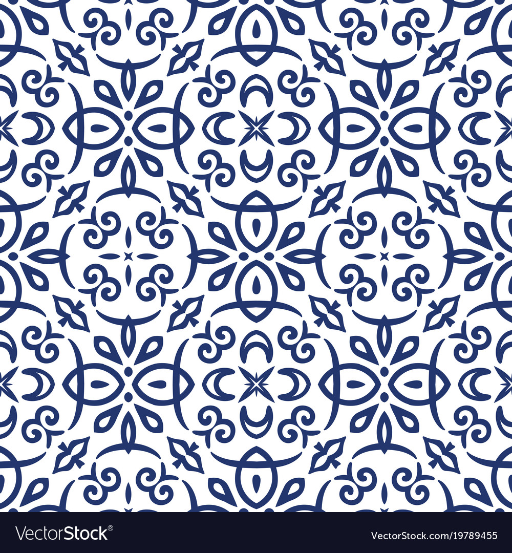 Blue arabesque pattern Royalty Free Vector Image