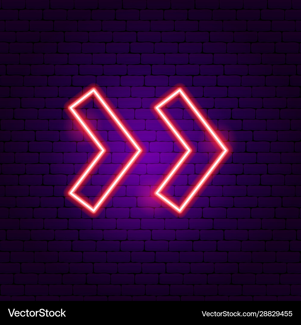 Double arrow neon sign Royalty Free Vector Image