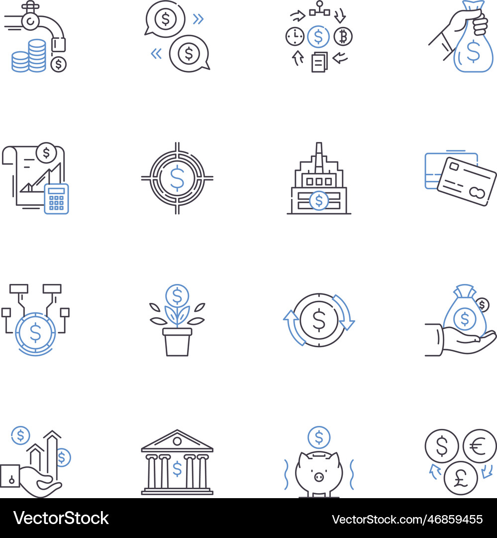 Finances line icons collection budgeting Vector Image