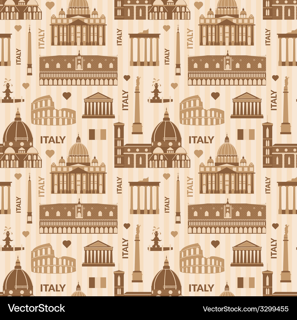 Landmarks of italy seamless pattern Royalty Free Vector