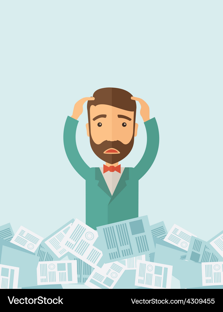 Man have a lot of work Royalty Free Vector Image
