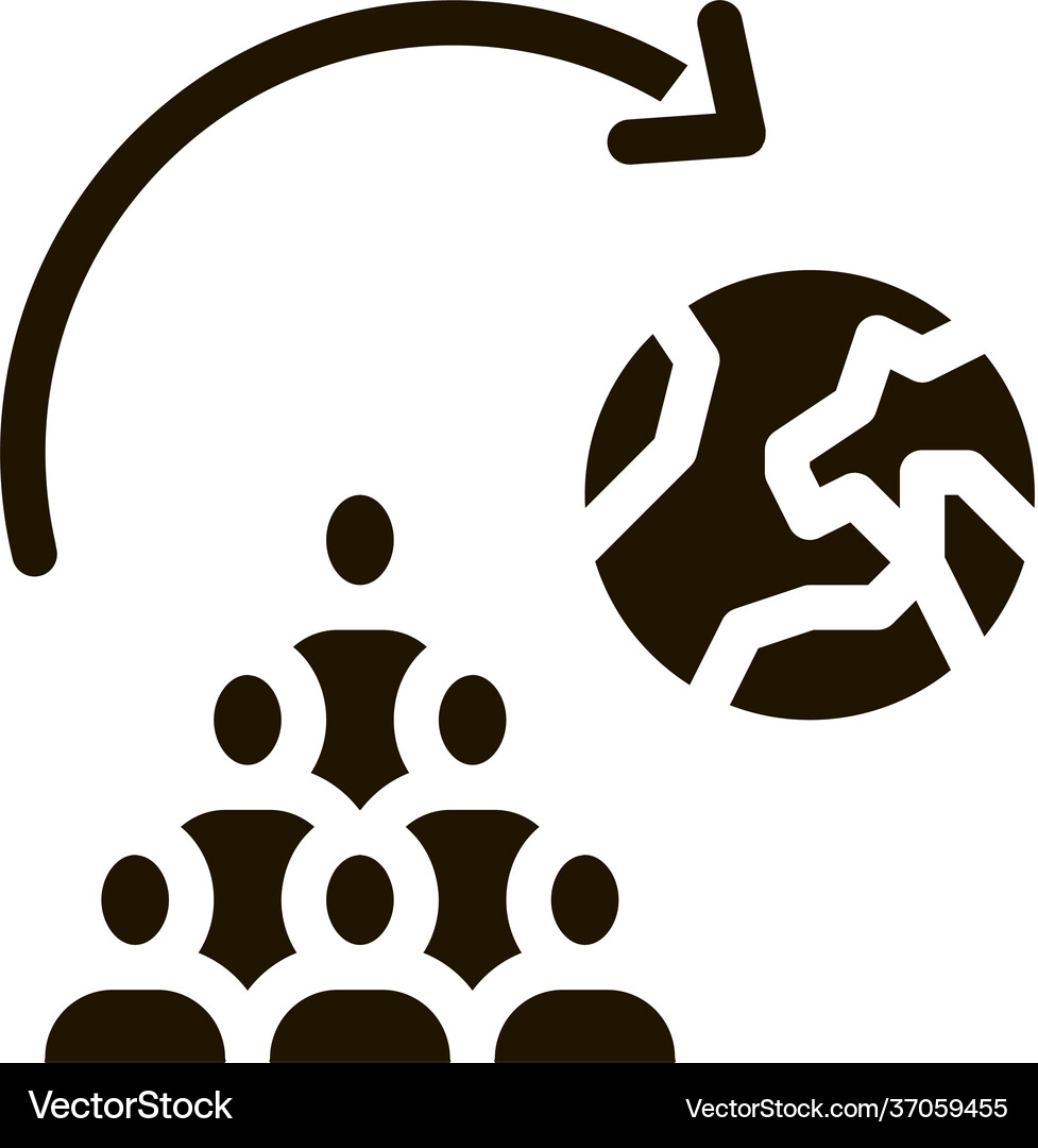 Moving people around planet icon glyph Royalty Free Vector