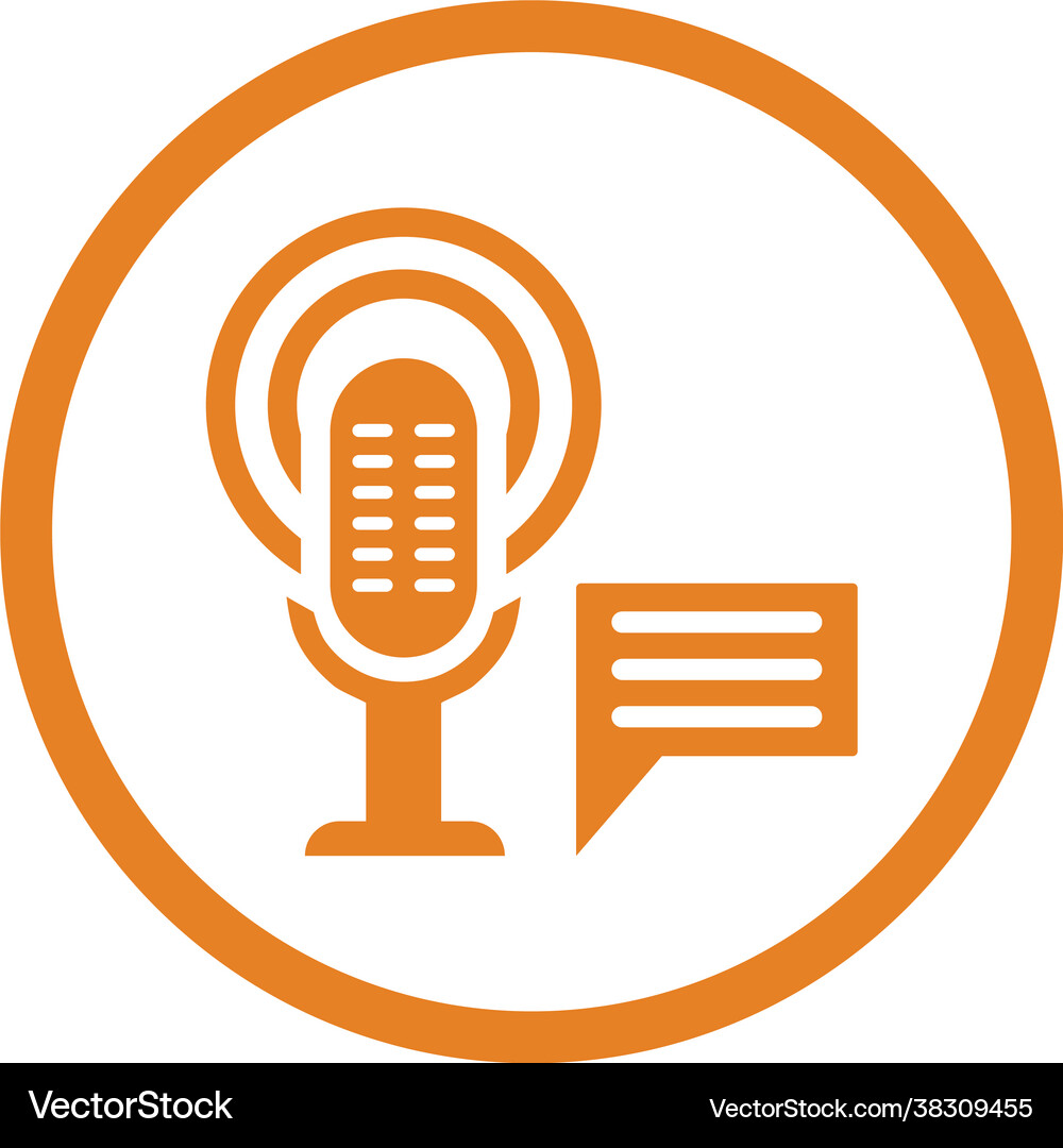 Radio ad mic icon orange color graphics Royalty Free Vector