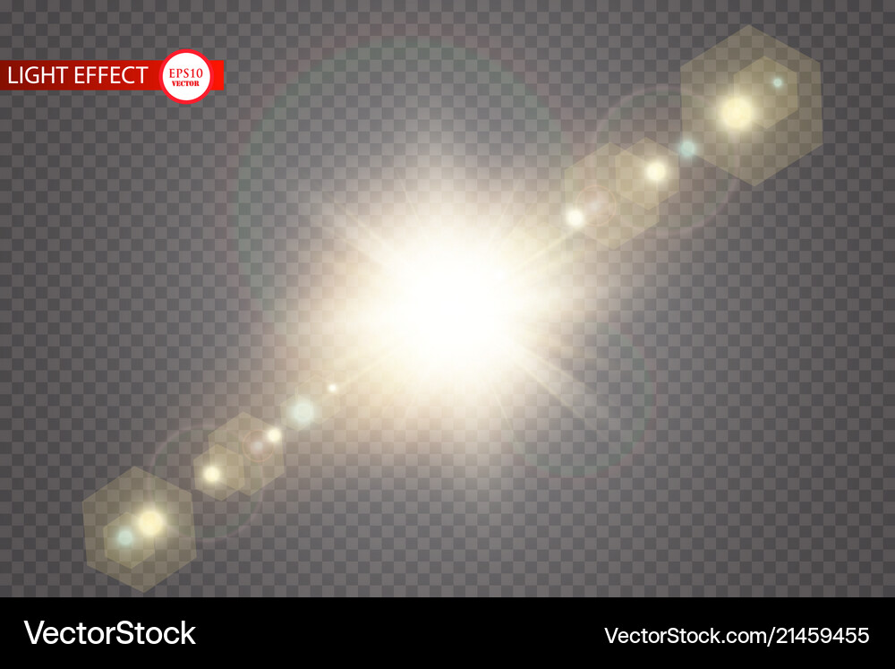 Transparentes Sonnenlicht Speziallinsen-Flack Vektorbild