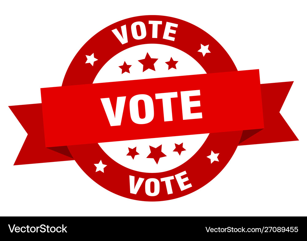 Vote ribbon round red sign Royalty Free Vector Image