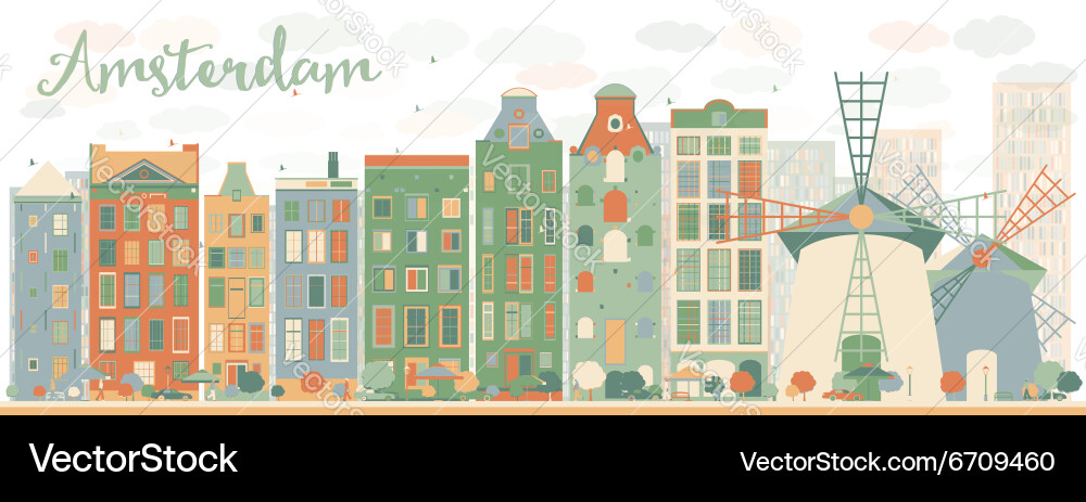 Abstract Amsterdam city skyline Royalty Free Vector Image