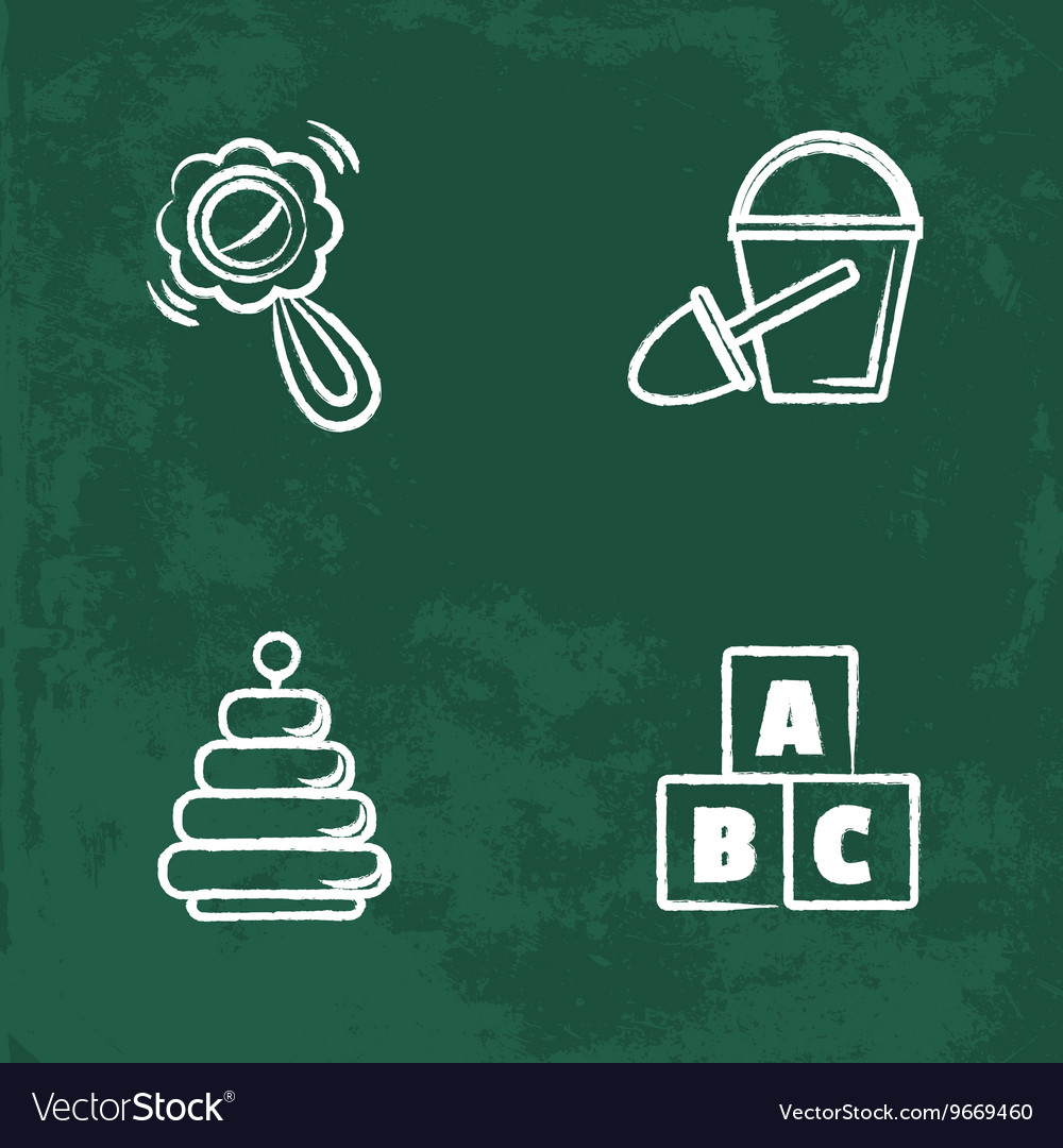 Chalk icons set isolated chalkboard Royalty Free Vector