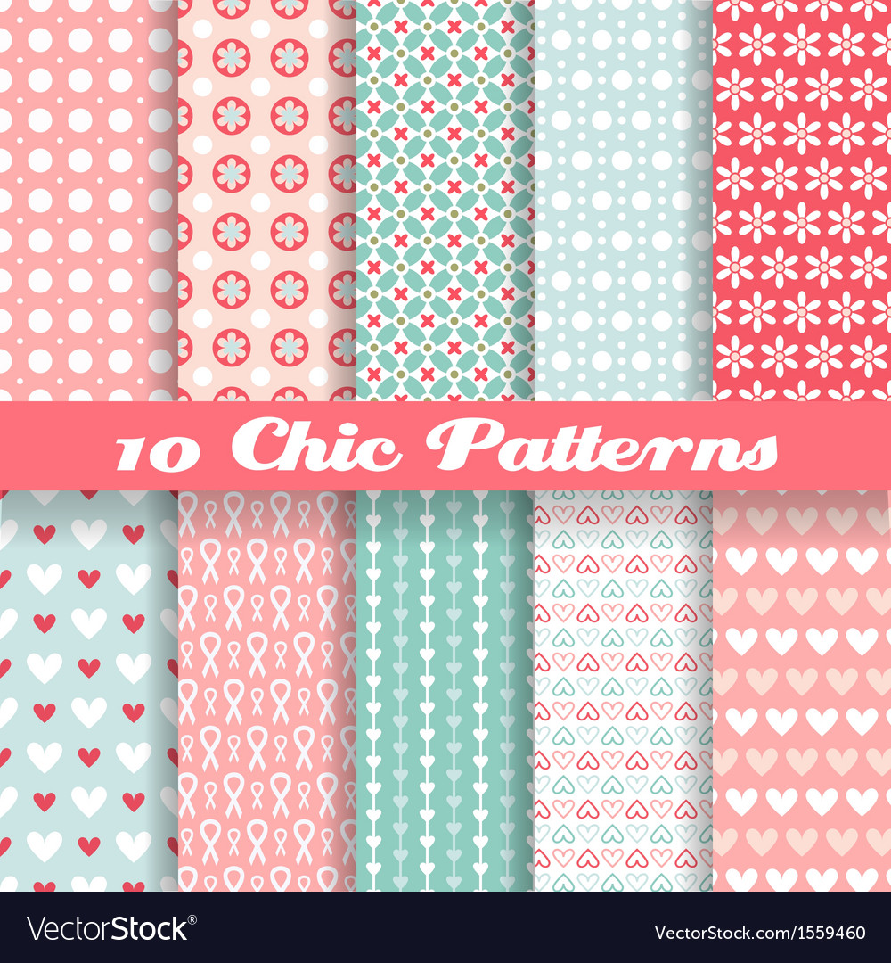 Chic different seamless patterns tiling Royalty Free Vector