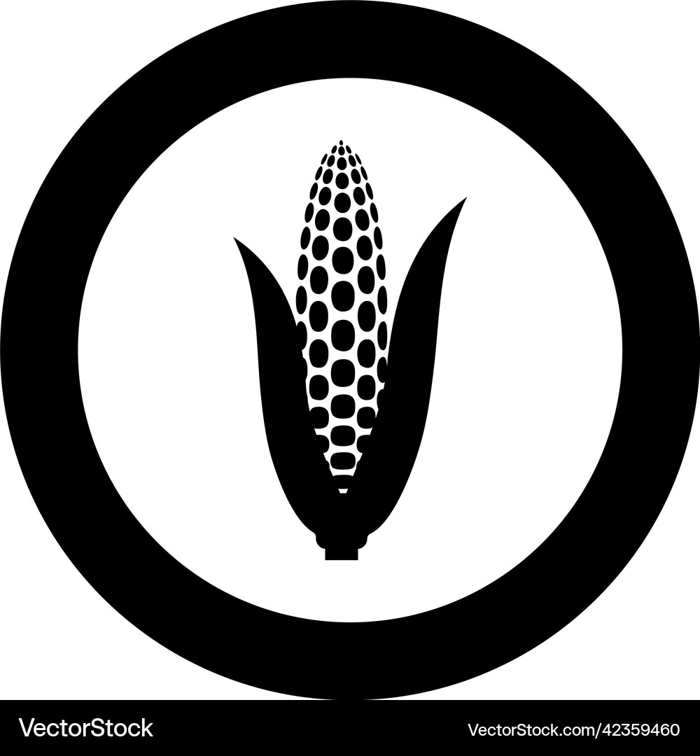 Corn ear icon in circle round black color image Vector Image