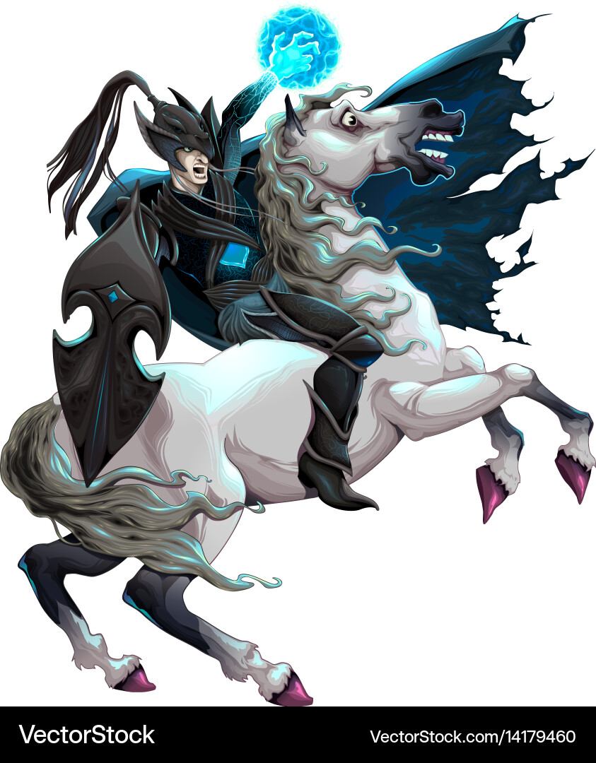 Dark elf with armor riding horse Royalty Free Vector Image