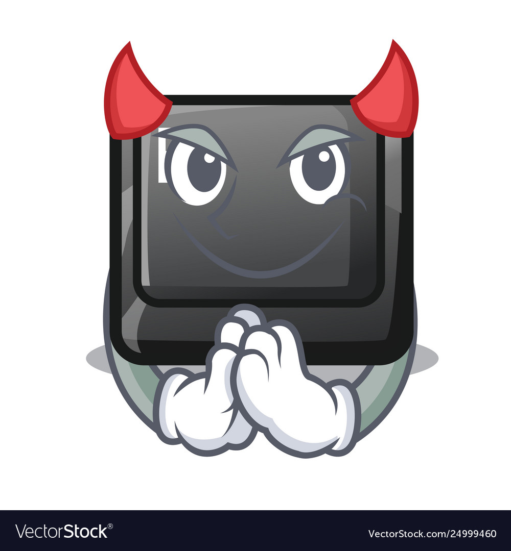 Devil button e in mascot shape Royalty Free Vector Image