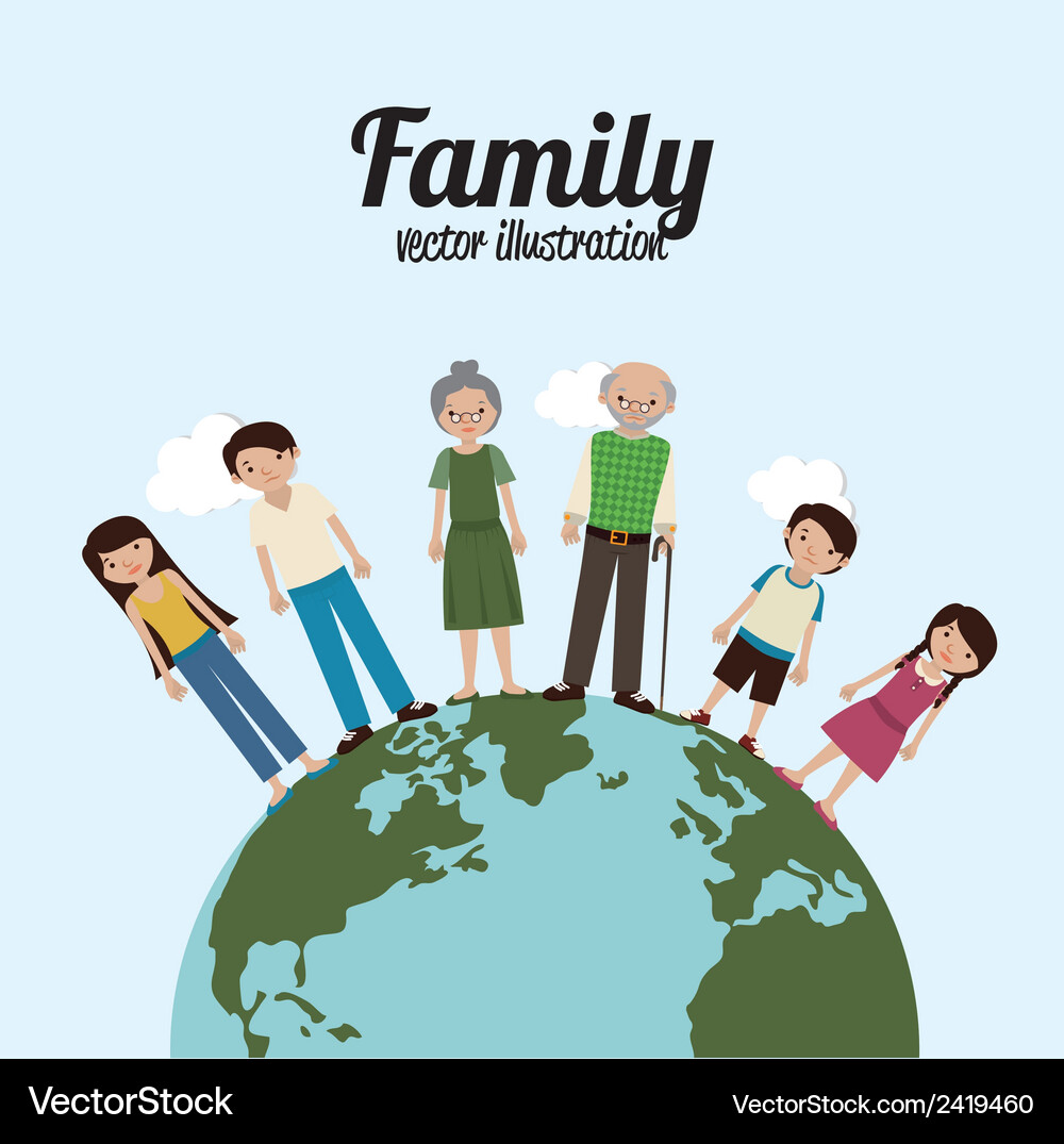 Family design over blue background Royalty Free Vector Image