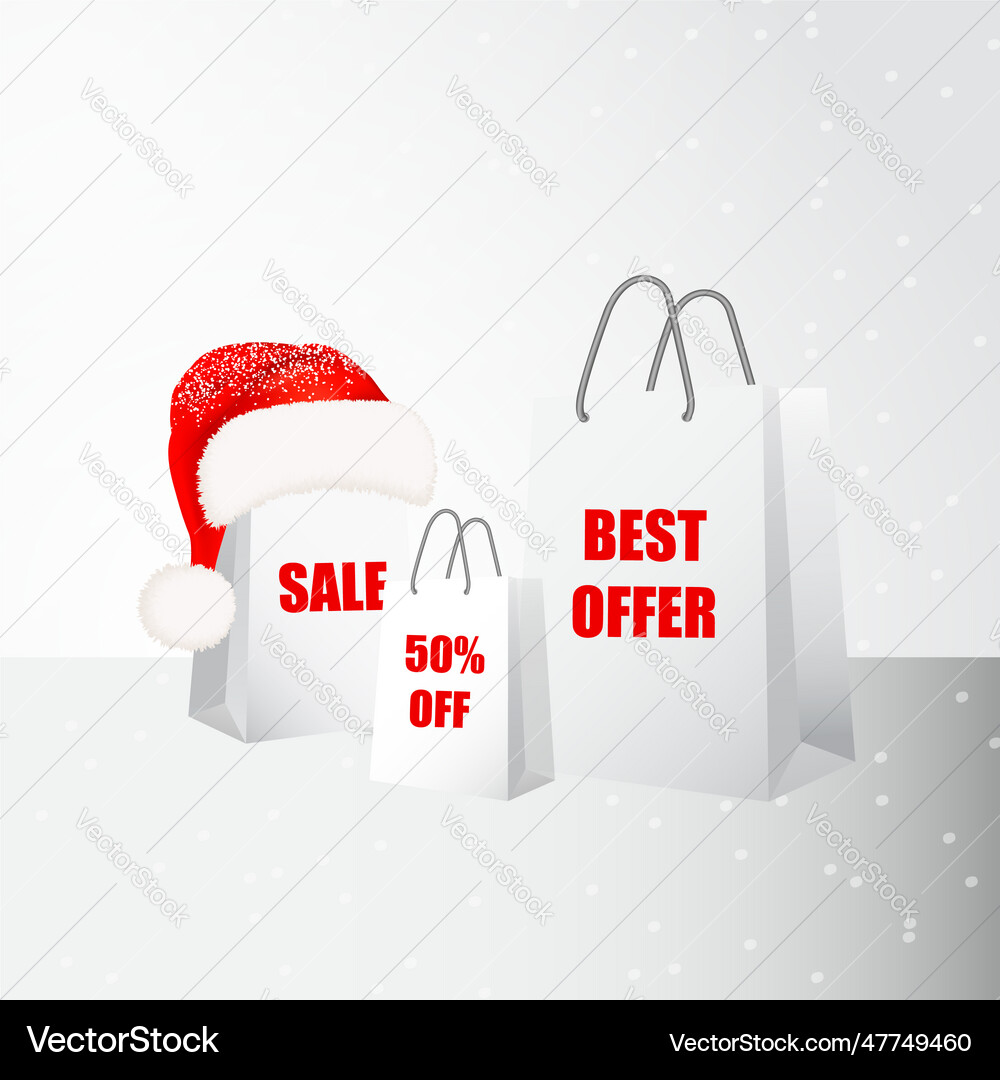 Flyer three white paper bags Royalty Free Vector Image