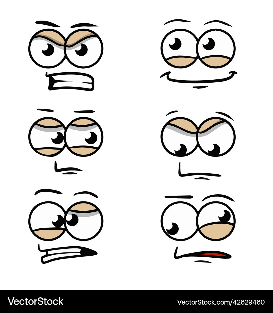 Funny eyes with emotions different smiles Vector Image