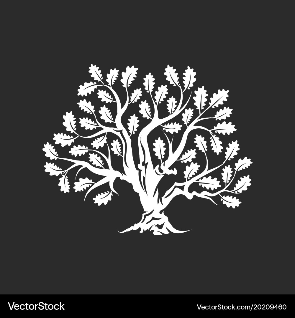 Huge and sacred oak tree silhouette logo Vector Image