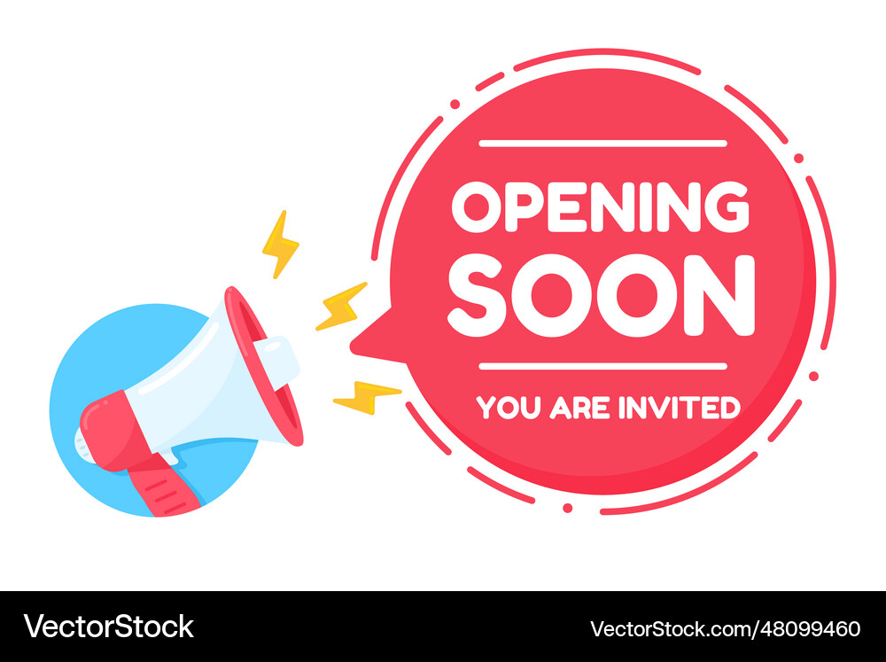 Megaphone shouting loudly announcement open soon Vector Image
