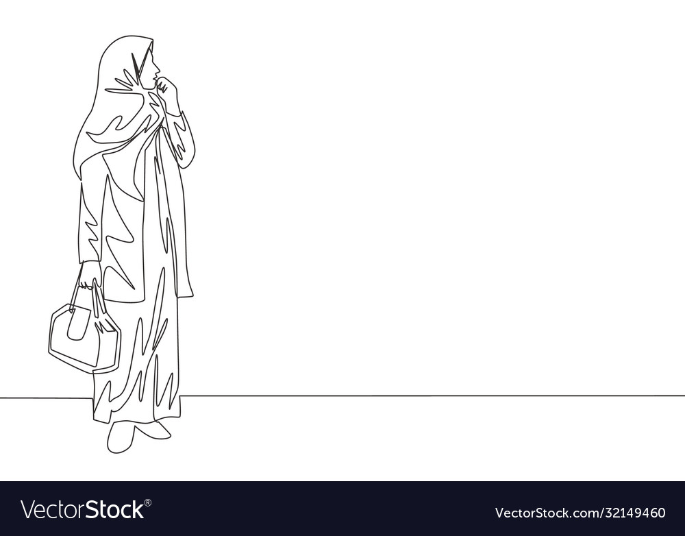One continuous line drawing young happy Royalty Free Vector