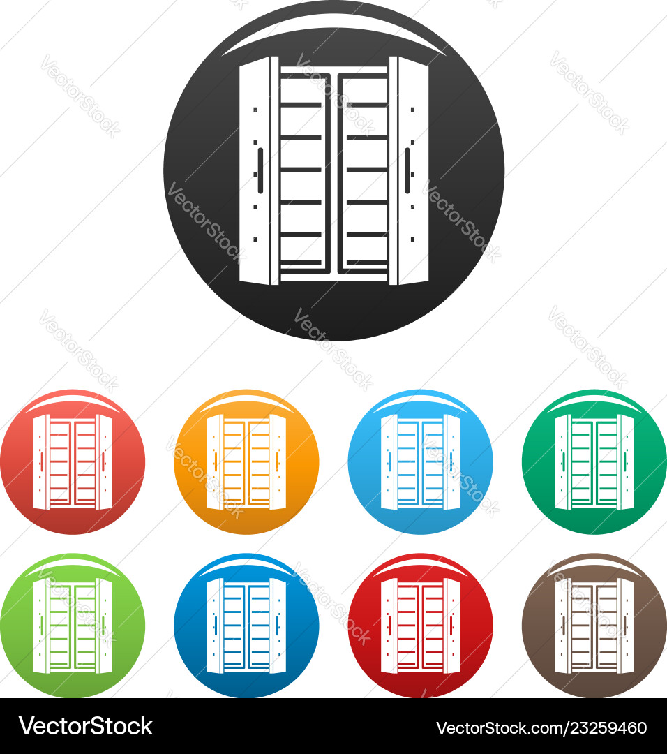 Open fridge icons set color Royalty Free Vector Image