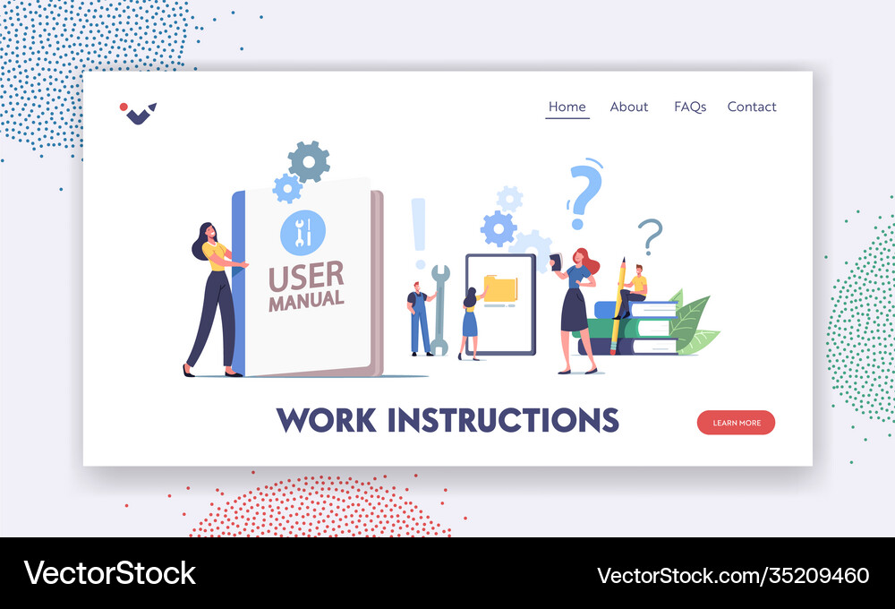 User manual landing page template people read Vector Image