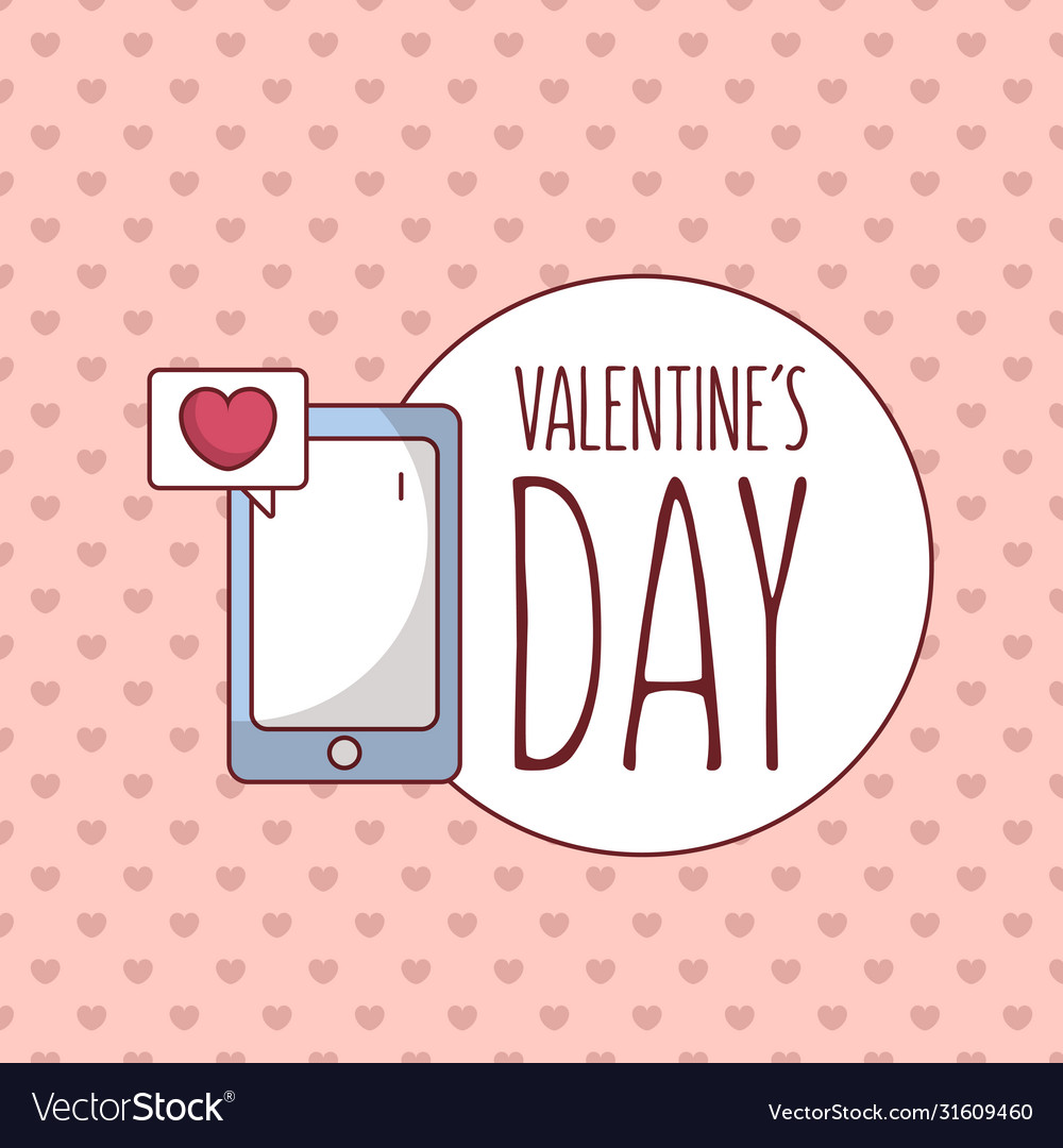 Valentines day smartphone and heart inside bubble Vector Image