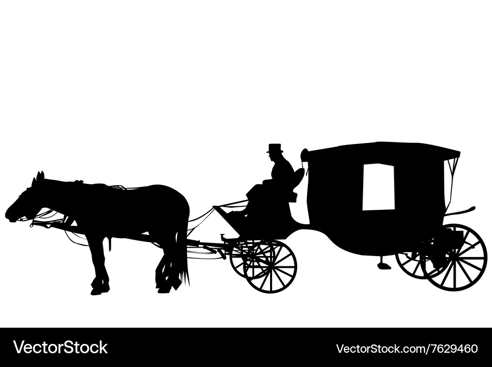 Vintage carriage with coachman Royalty Free Vector Image